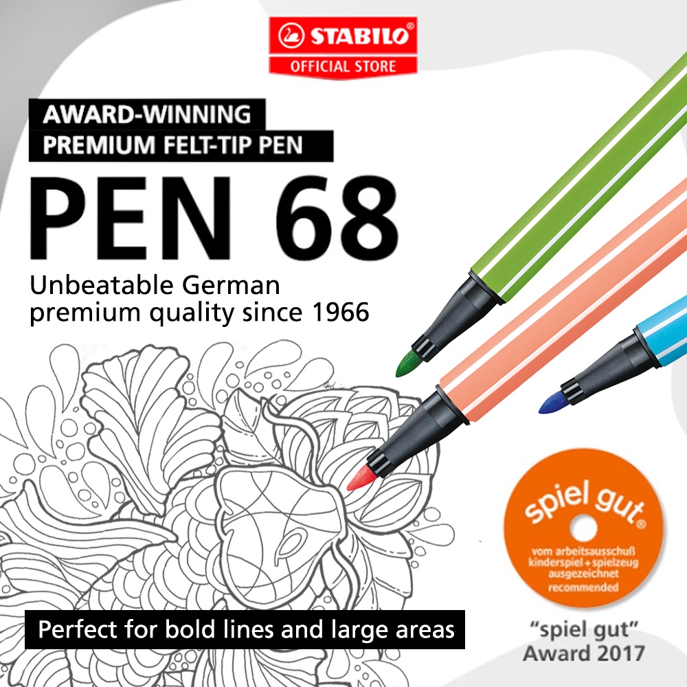 STABILO Pen 68 Fiber Tip Pen Color Shade Set Stationery Set for ...