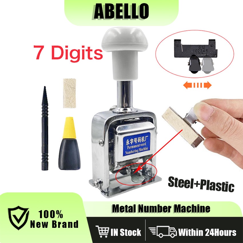 7 Digits Self inking Automatic Numbering Machine Metal Roller Marking ...