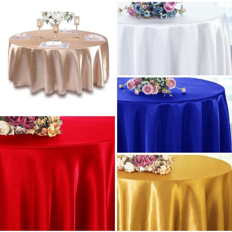 Silk Satin Round Table Cloth - 4/6/8/10 seaters | Shopee Philippines