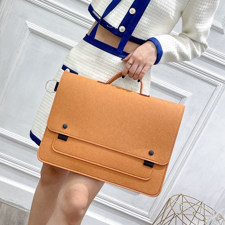 15 Inch Laptop Bag Hand Carry Lightweight Felt 2-Tone Fashion Office ...