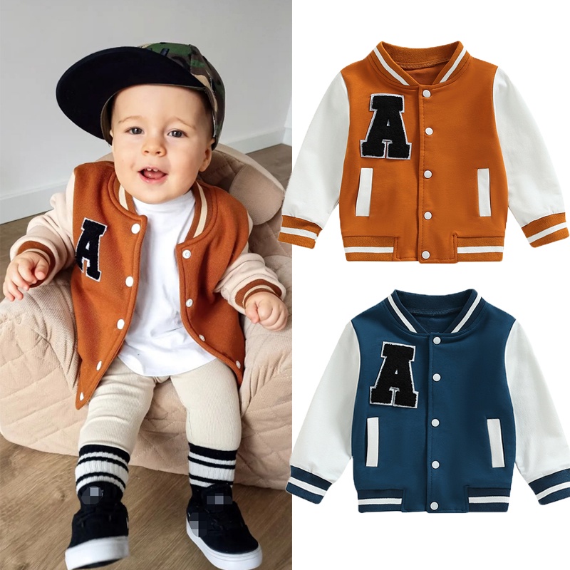 KIDSUP1-Kids Boys Girls Baseball Jackets Toddler Letter Pattern ...