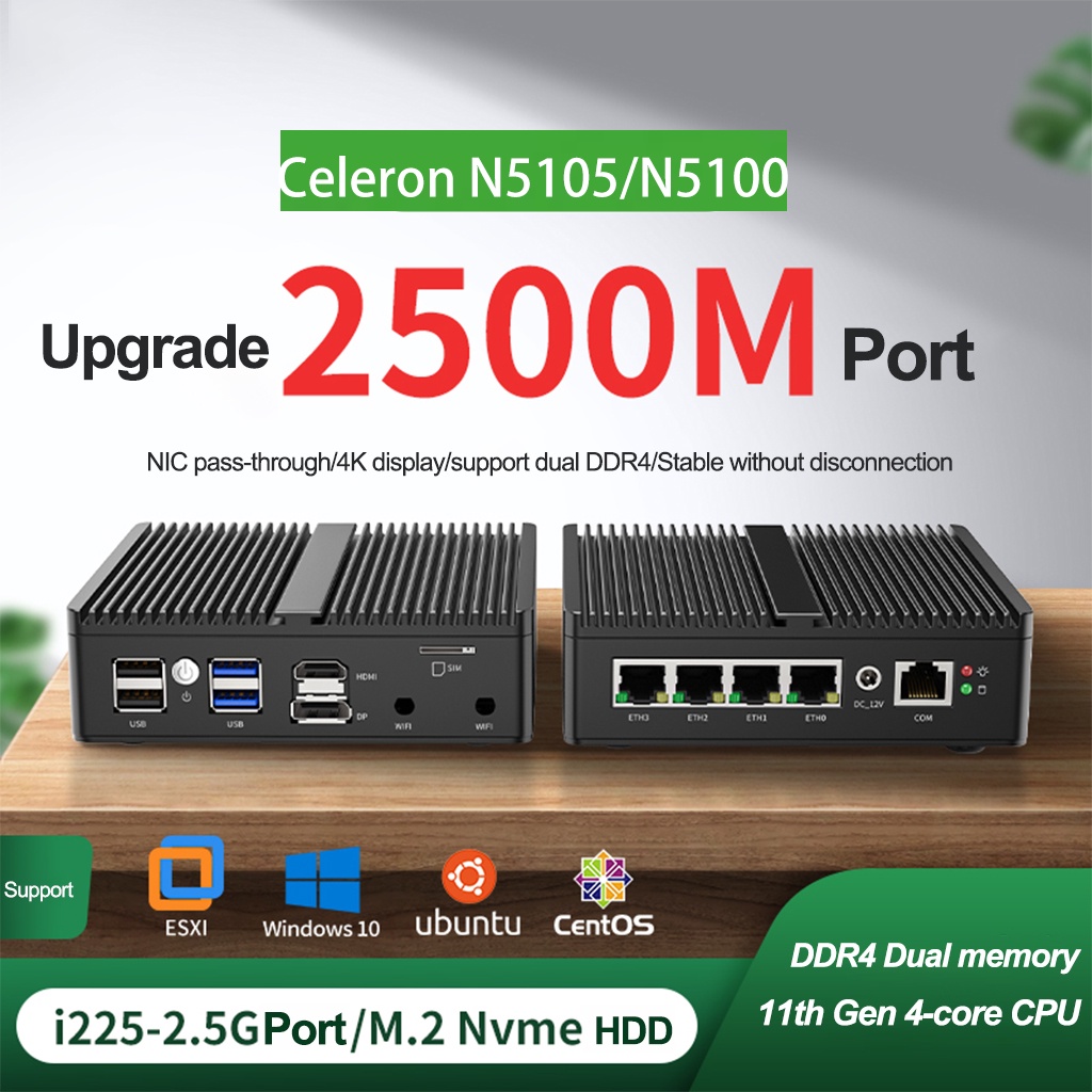G30B Intel Celeron N5105/N5100 Soft Router Fanless Mini PC 4x Intel ...
