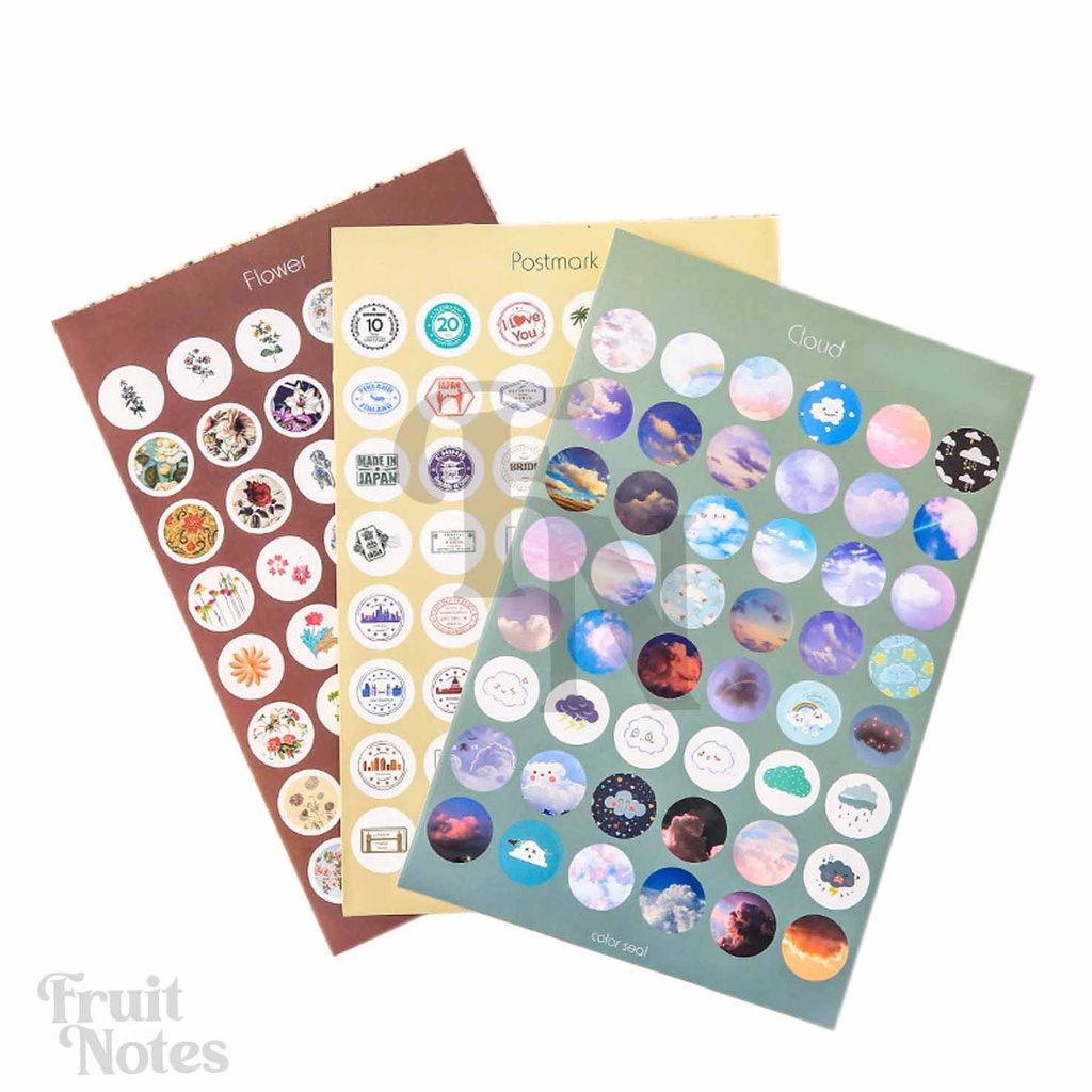 ST090 Round Cute Print Color Stickers | Shopee Philippines