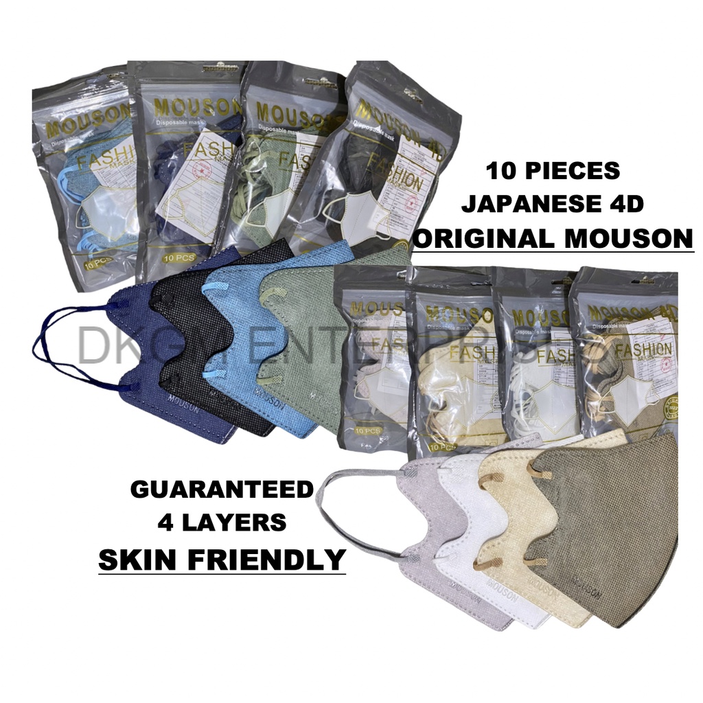 10 PCS Original 4D MOUSON JAPAN KN95 Face Mask 4 LAYERS - BETTER THAN ...