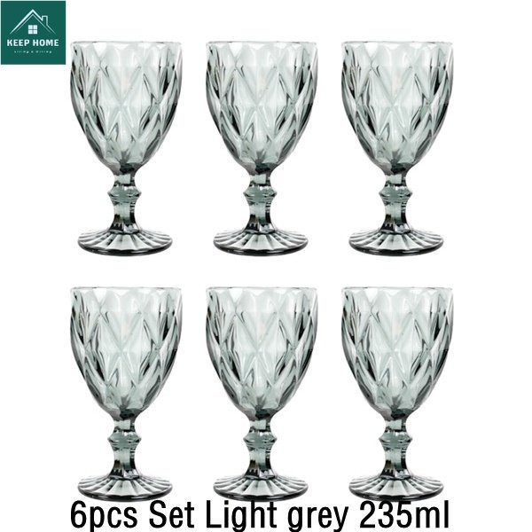 Glassware 6pcsSet Crystal Wine Glass Diamond Cut Glass Goblet Water ...