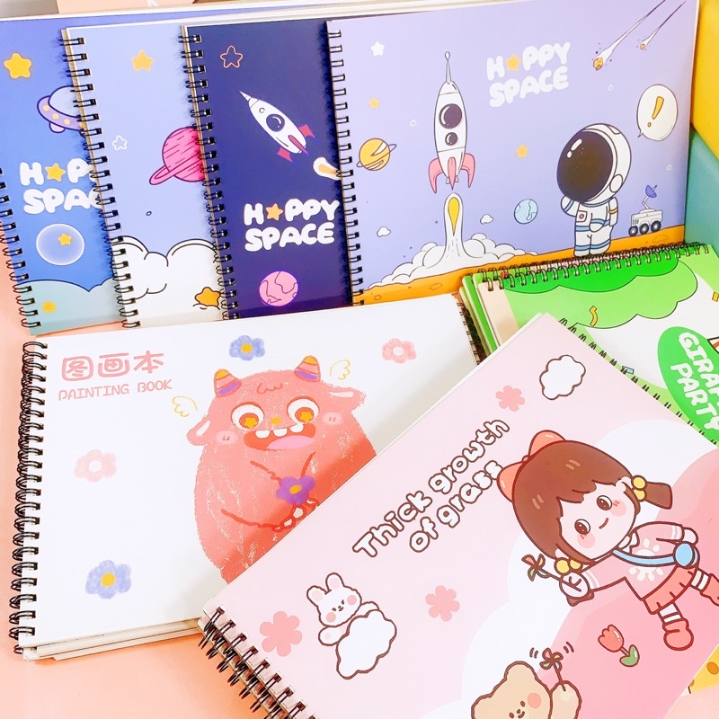 1pcs Cute cartoon thickened blank coil drawing book student picture ...
