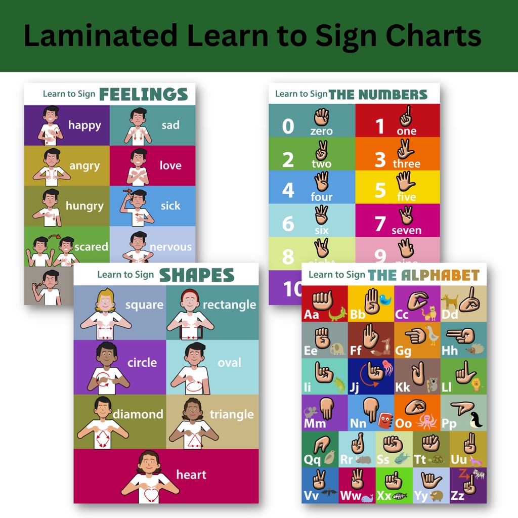 Laminated Learn to Sign Charts, A4 Posters, Educational Charts for Kids ...