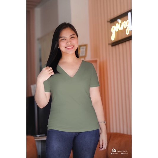 HTP Basics V-neck Double front Tees (2XL to 3XL) | Shopee Philippines