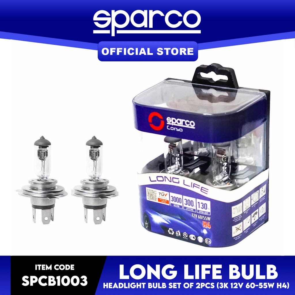 Sparco Corsa Long Life Bulb SPCB1003 3K 12V 60-55W H4 Headlight Set Of ...