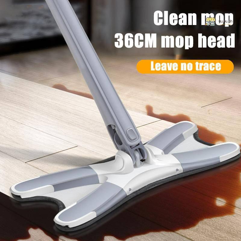 X-type Mop Rotating Mop with Mop Cloth Flat Handle Dust Bionic Wring ...