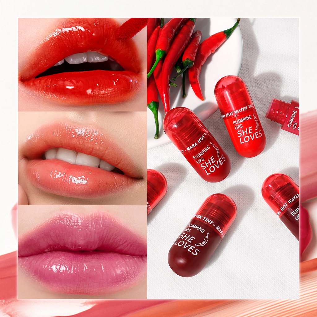 6 Colors Lip Plumper Lip Gloss Fuller Hydrated Lips Chili Mint Enhancer Water Gloss Sexy Lips ...