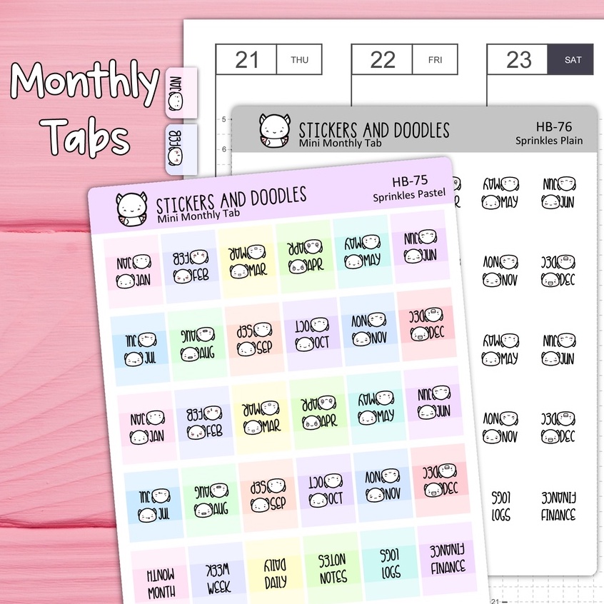 Sprinkles Monthly Planner Tabs | Mini Index Tab Sticker Sheet | Glossy ...