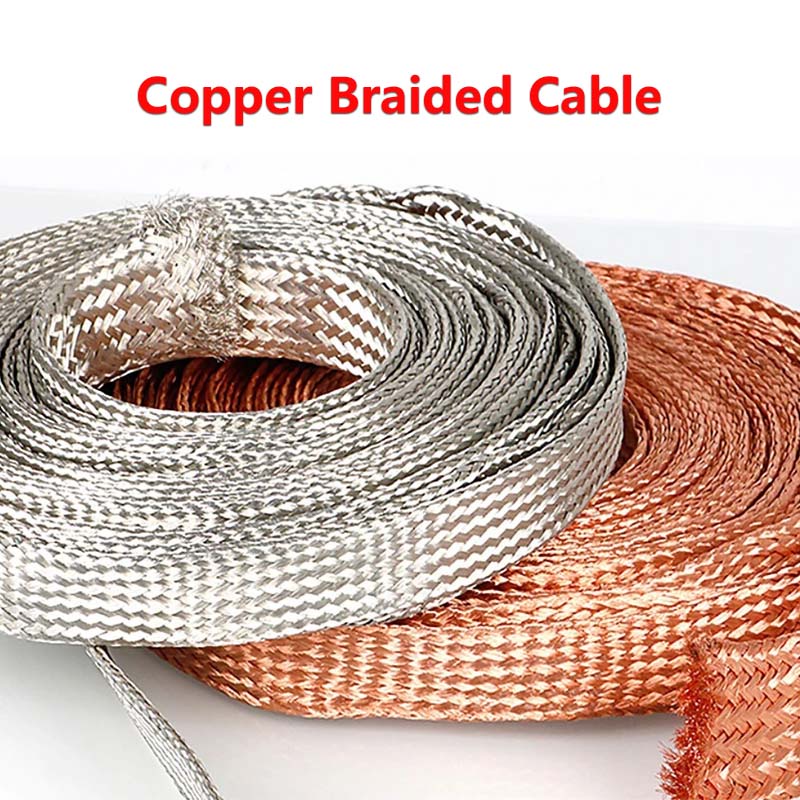 Pure Copper Braided Cable Width 8mm Shielded Electromagnetic Bare Copper Ground Copper Braid ...