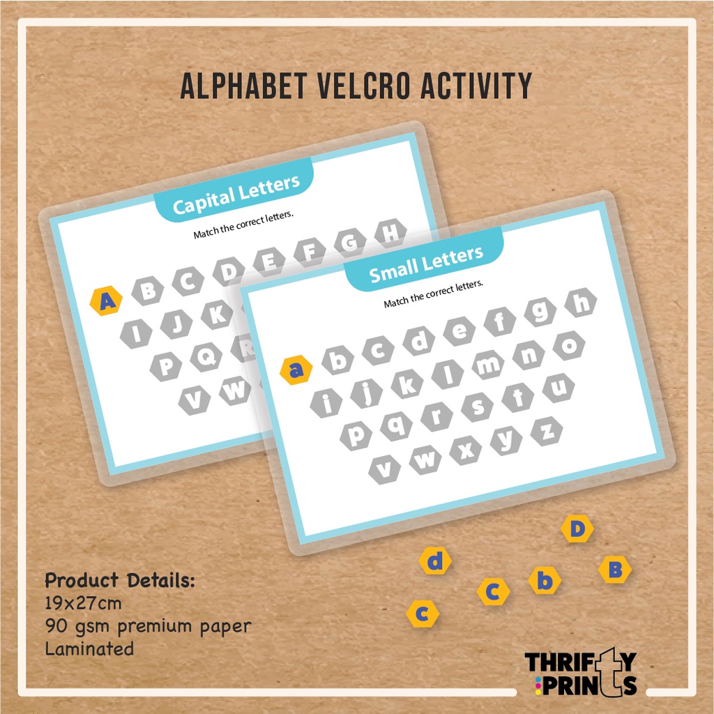 Alphabet Matching Laminated With Velcro Learning Material Activity ...