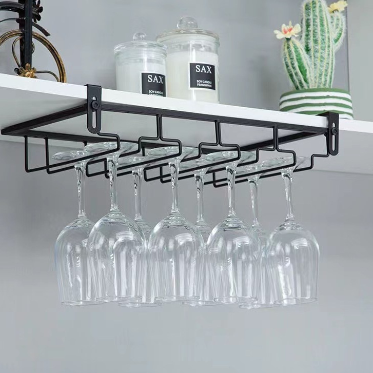 Iron Wall Mount Wine Glass Hanging Holder Goblet Stemware Storage ...
