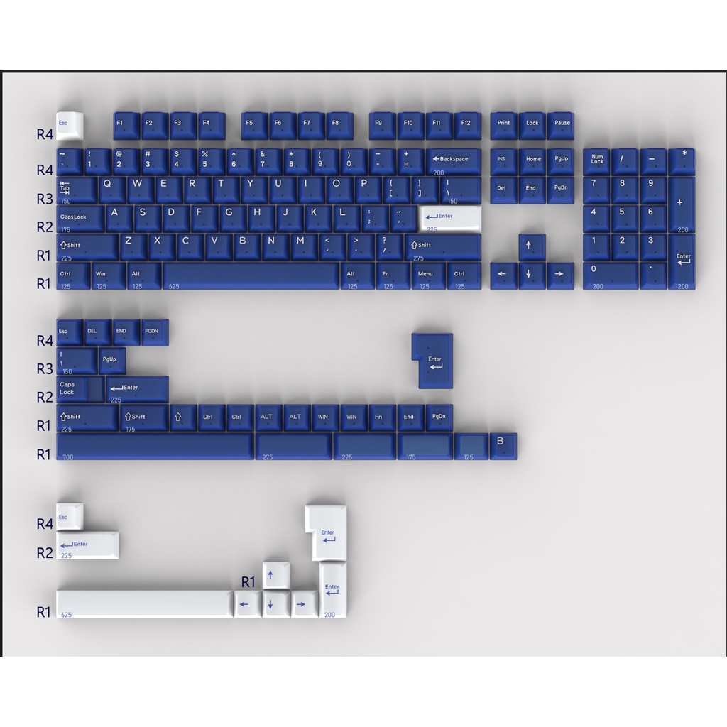 Finalkey New Blue Keycaps Cherry Profile Semi -transparent ABS double ...