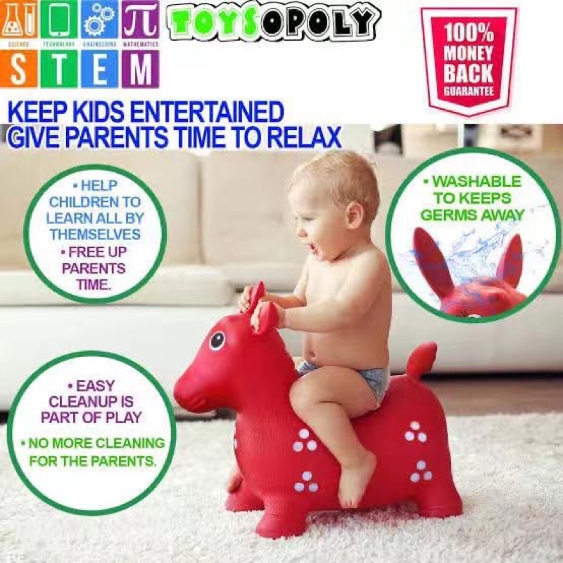 Bouncy Donkey Animal with Sounds Kiddie Inflatable Toys Jumping Horse ...