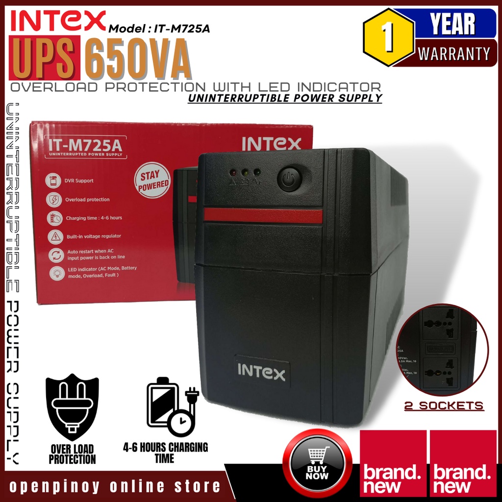 INTEX 650VA UPS / IT-M725A / Uninterruptible Power Supply / Overload ...