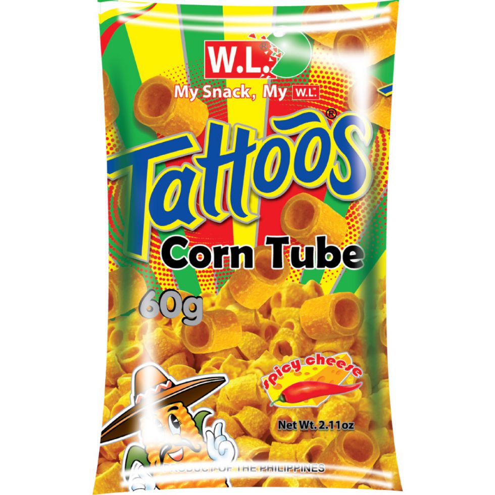 Wl Foods Tattoos Corn Tube Spicy Cheese 60g | Shopee Philippines
