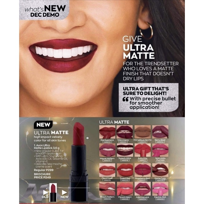 Avon ULTRA Matte Lipstick 3.6g divine twig,marvelous mocha,red supreme ...