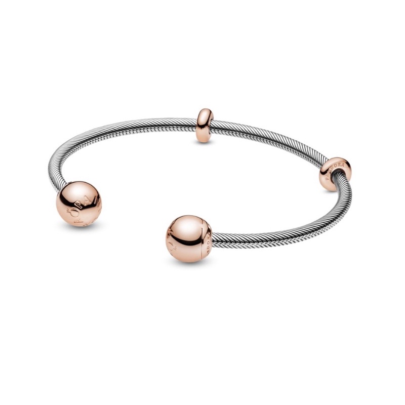Brand New Auth Pandora Logo Pave Open Bangle / Pandora Moments Snake ...