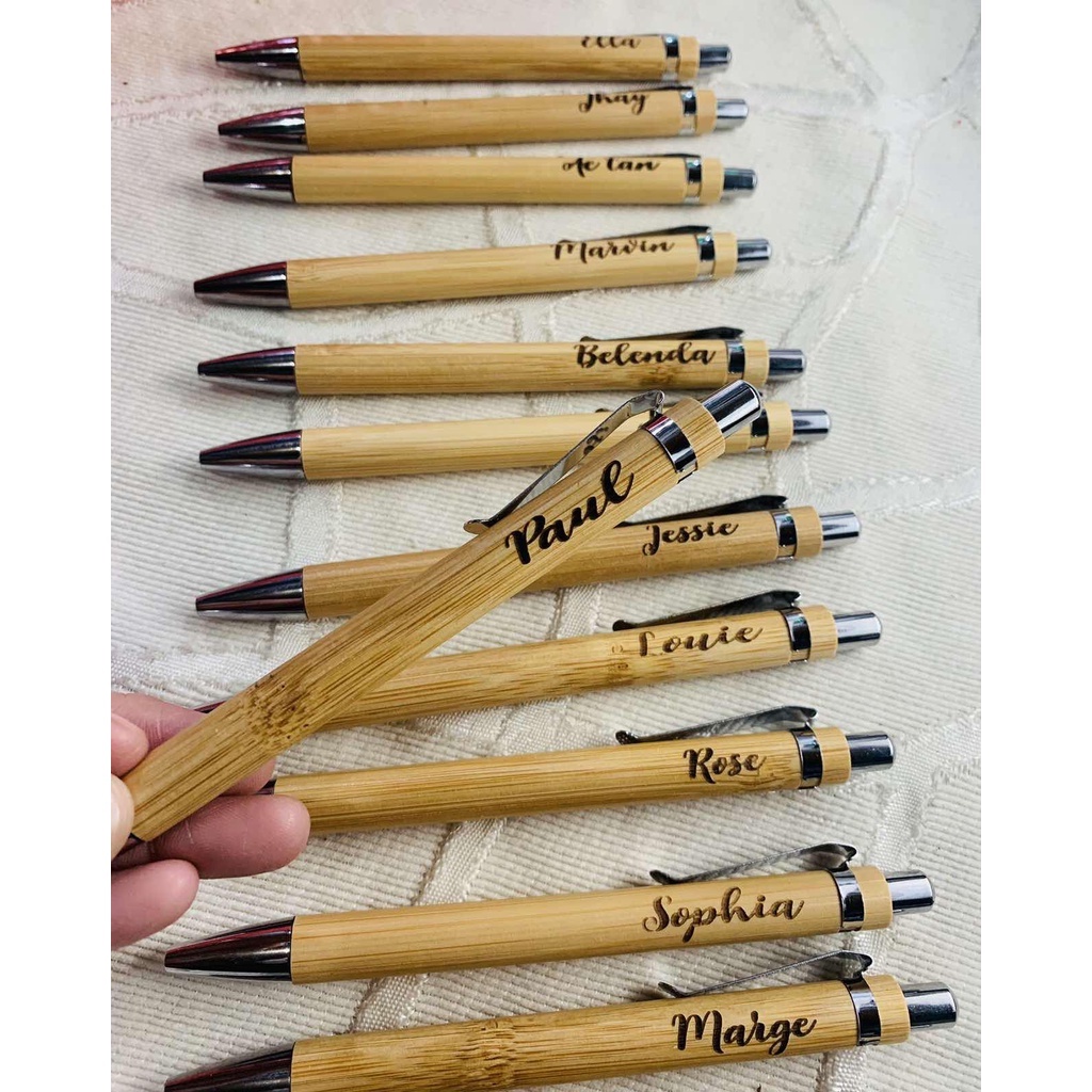 Wood Personalized Customized Engraved Wooden Bamboo Ballpen with FREE ...