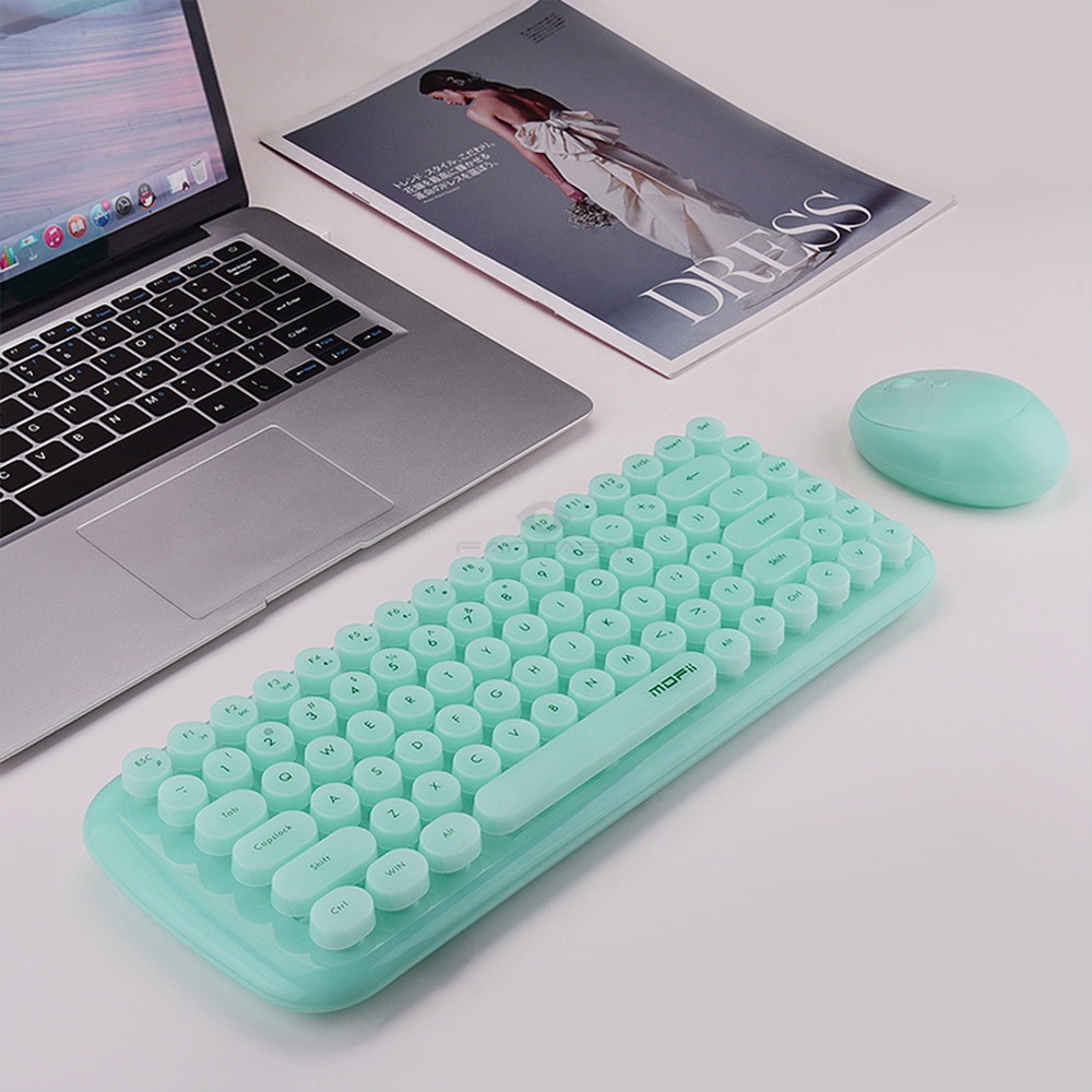 MOFii CANDY Emerald Green Wireless Keyboard Mouse Set Mini Stylish ...