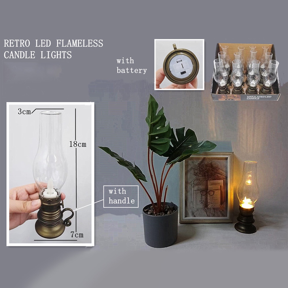 One Home Retro Style Flameless LED Kerosene Candle Lamp Plastic Oil ...