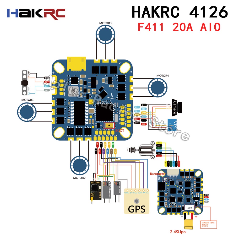 HAKRC F4126 F411 AIO Flight Controller ICM42688 BLHELI_S 20A/35A ESC ...