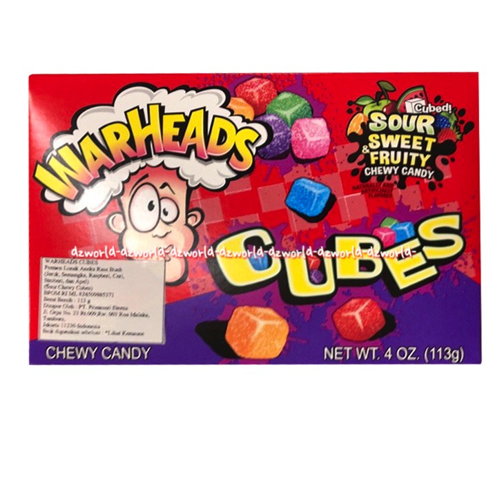 Warheads Cubes 113gr Chewy Candy Sour Sweet Fruity Candy Assorted ...