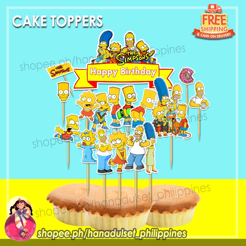 The Simpsons Topper | Cake Topper | The Simpsons cup cake toppers | Set ...