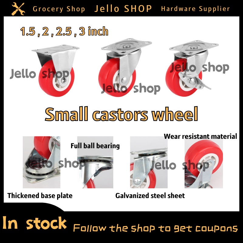 Universal Swivel Red Small Caster Wheel Furniture Wheel Swivel Caster ...