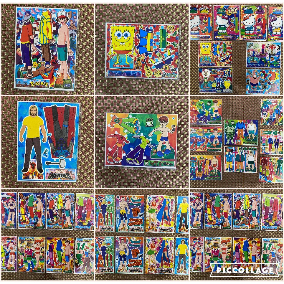 PAPER DOLL LOOT BAG FILLERS - POKEMON, AVENGERS, BEN 10, SPONGEBOB ...