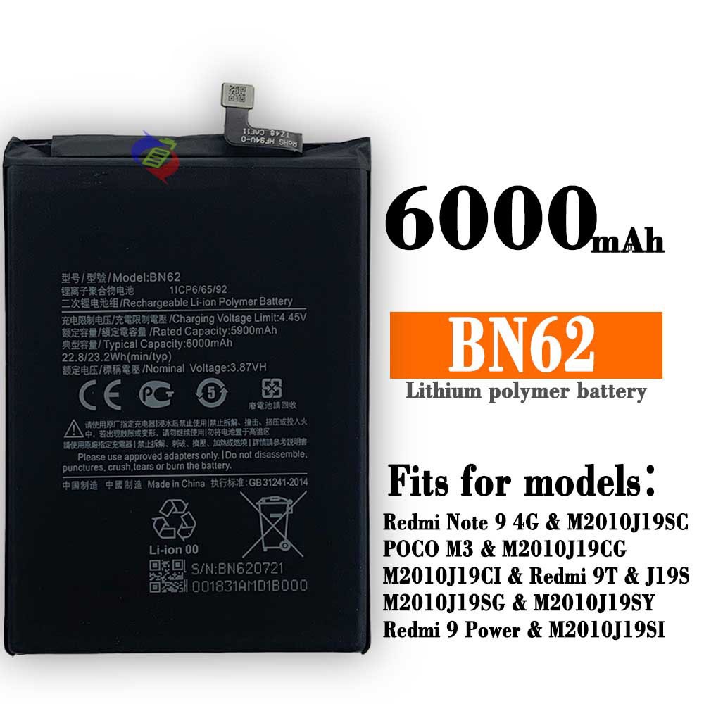 Redmi 9T / Note9 4G /9 Power / Poco M3 Battery BN62 Battery | Shopee ...