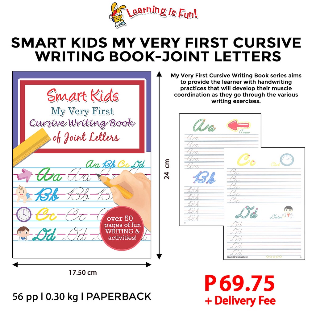 SMART KIDS MY VERY FIRST CURSIVE WRITING BOOK - JOINT LETTERS | Shopee ...