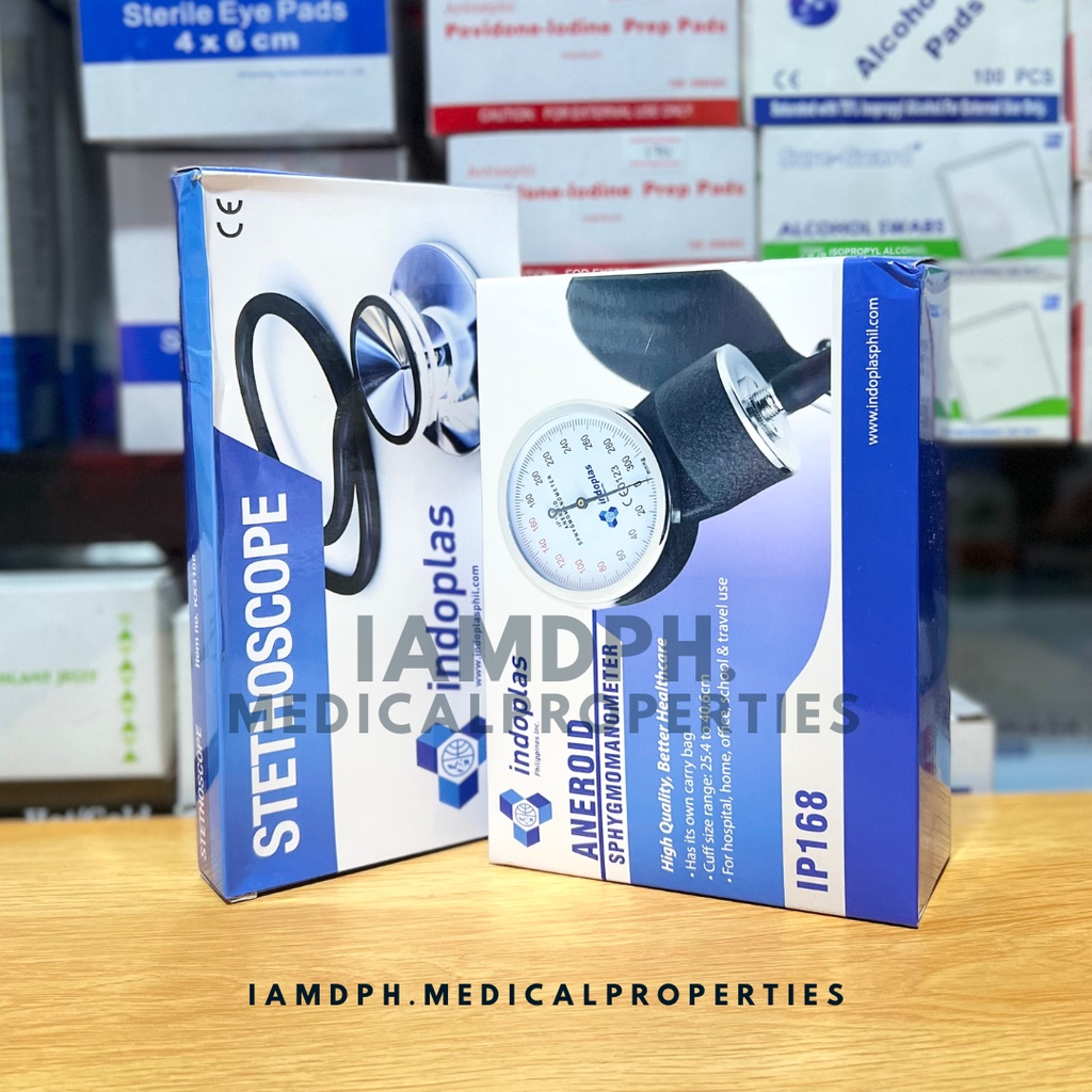 Indoplas BP Manual Sphygmomanometer With Dual-Head (Complete Set) Aneroid and Stethoscope ...