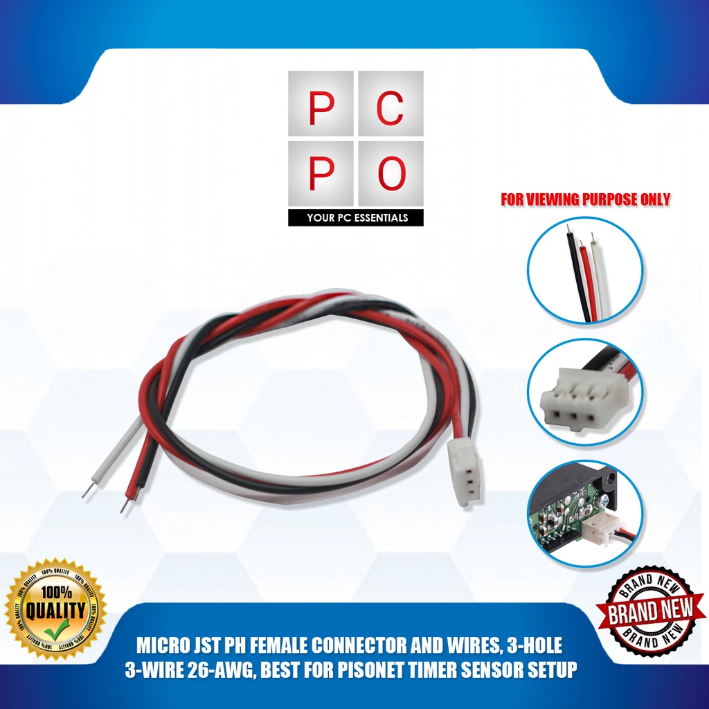 MICRO JST PH FEMALE CONNECTOR and WIRES, 3-HOLE 3-WIRE 26-AWG, BEST FOR ...