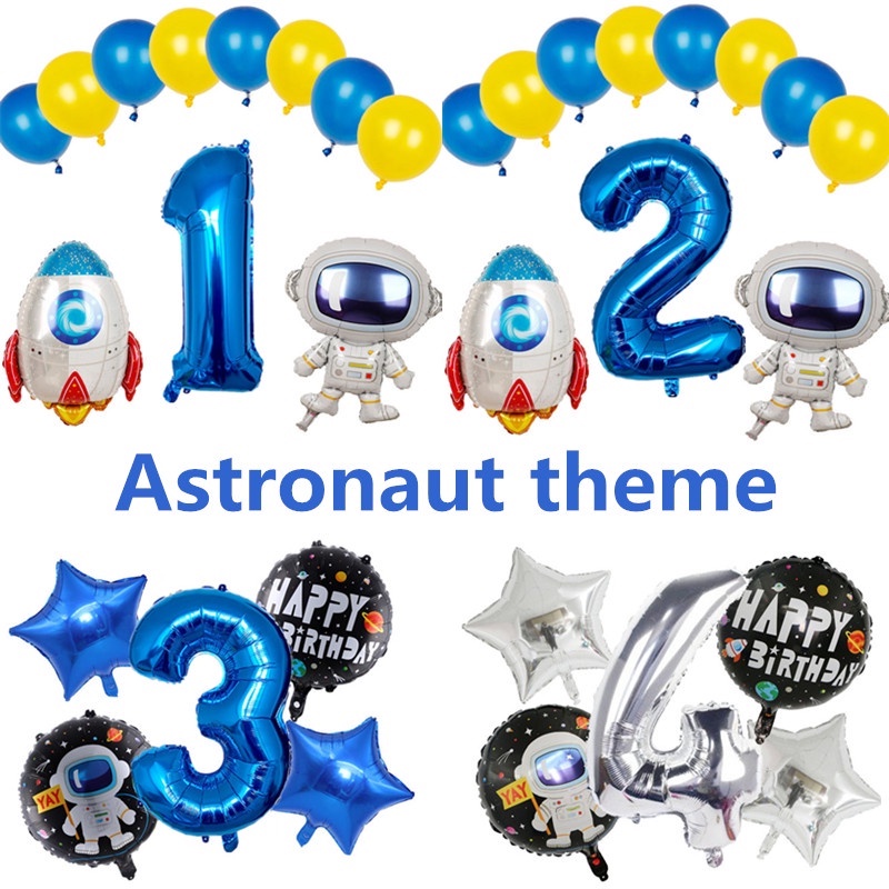 1set Astronaut Themed Balloon Number Party Decoration 32inch Number ...