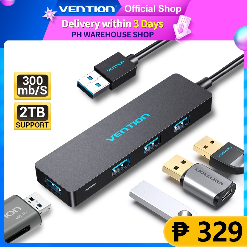 Vention Usb Hub Multiple 4 Ports Splitter Fast Speed 3.0 Plug And Play Otg Printer For Laptop Pc ...