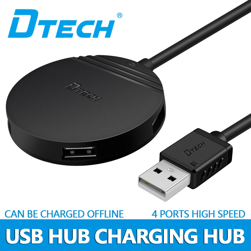 DTECH USB Hub Long Cable 1.2M Small Round 4 Port USB Expansion Hub USB ...