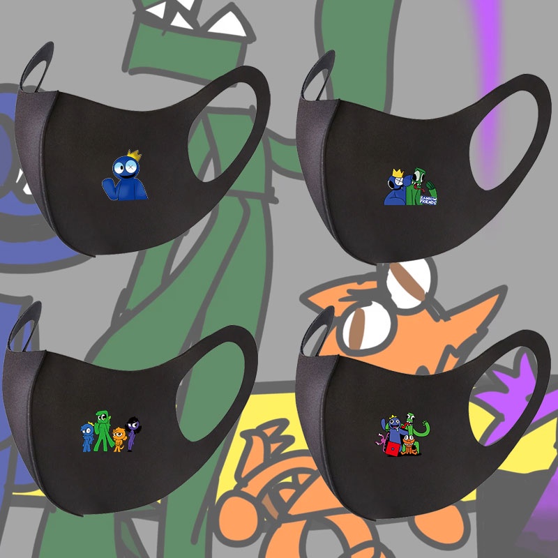 Rainbow Friends Obby Horror Roblox Face Mask Black Unisex Washable and ...