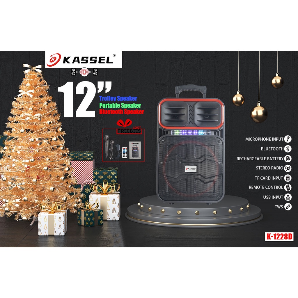 FREE USB KASSEL 12Inchse TWS Portable Bluetooth Speaker Free Wired Mic ...