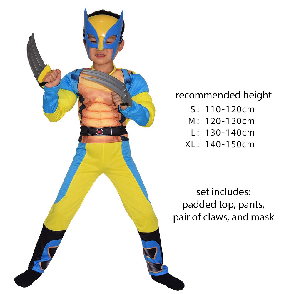 Wolverine Costume for Kids Boys Halloween Superhero Comic Book ...
