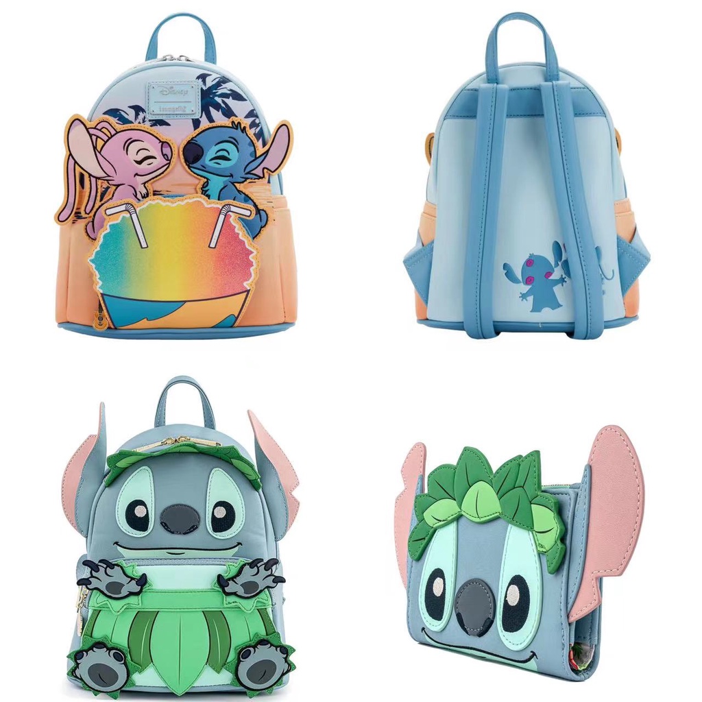 Disney Backpack Loungefly Hula Stitch Student Bag Wallet Stitch&Angel ...