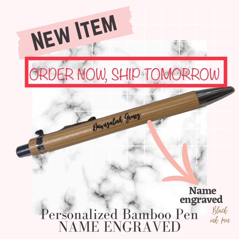 Personalized Ballpen Bamboo [Laser engraved - NOT STICKERS] | Shopee ...