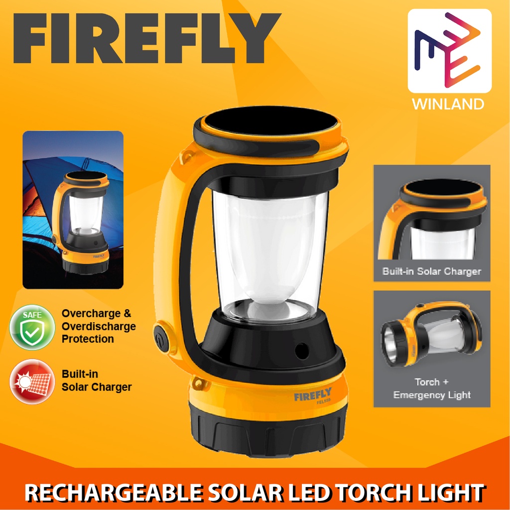 FIREFLY by Winland Rechargeable Flashlight Solar LED Light/Torch Light ...