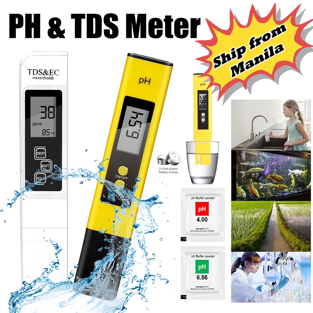 Portable PH meter + digital LCD water purity TDS EC meter water quality ...