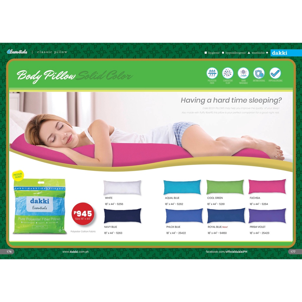 DAKKI ESSENTIALS BODY PILLOW 18"x44" | Shopee Philippines