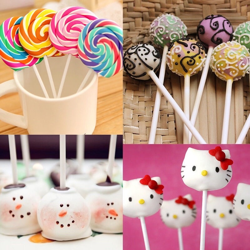 100pcs 4" INCHES White Paper Sucker Sticks for Cake Pops Lollipop ...