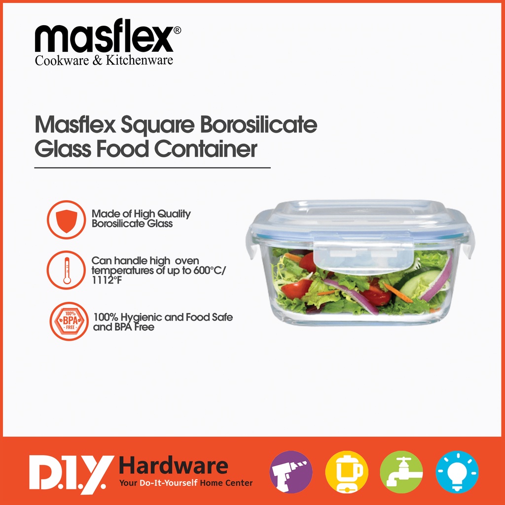 Masflex Square Borosilicate Glass Food Container FE-320 | Shopee ...